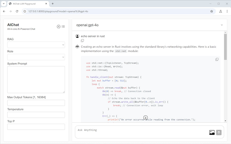 Aichat — Command Line Utility In Rust Lib Rs